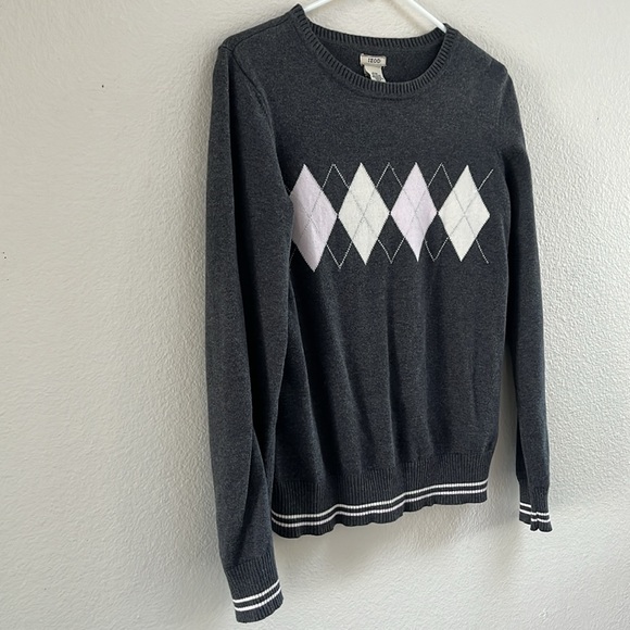 Izod | Sweaters | Izod Gray Pullover Woven Ribbed Sweater Diamond ...